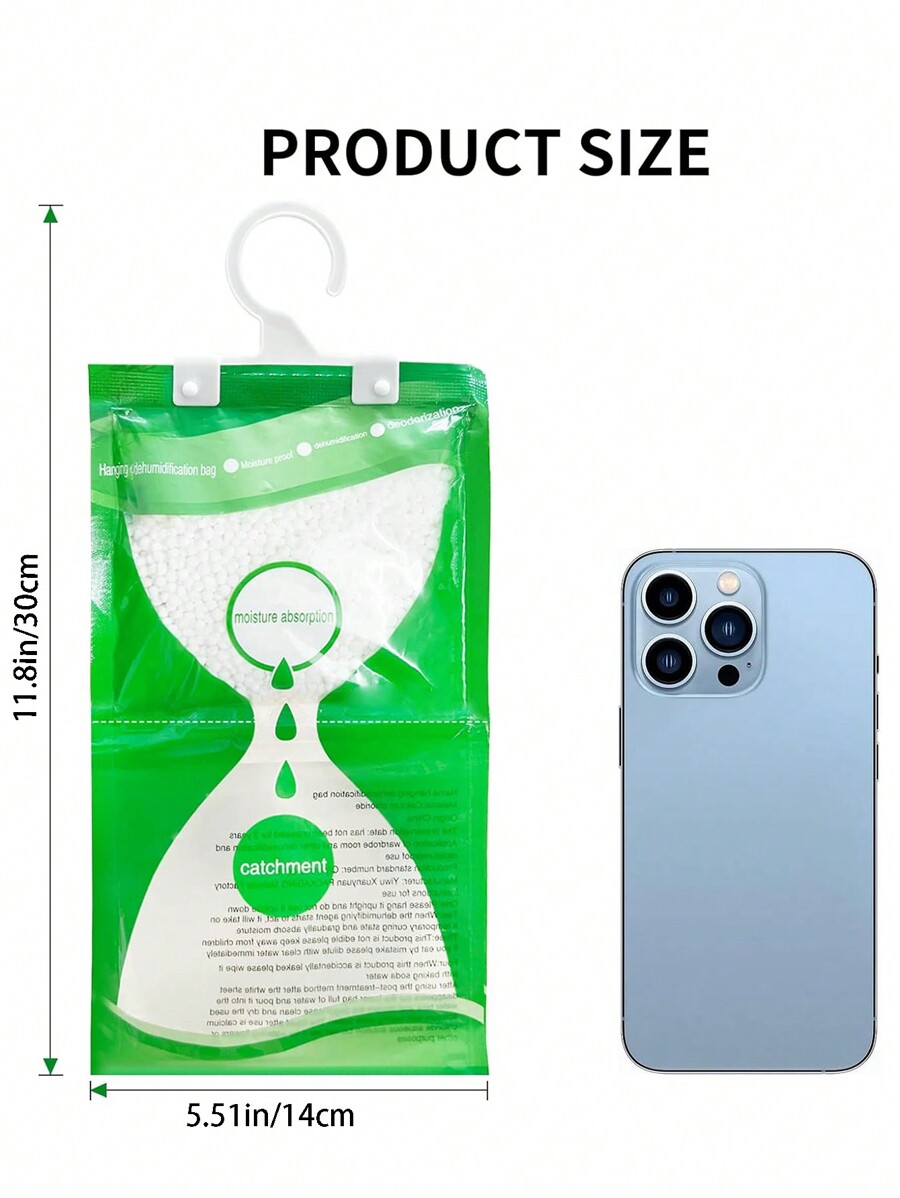 10-Pack Moisture Absorber, Hanging Wardrobe Dehumidifier Bags, Humidity ...
