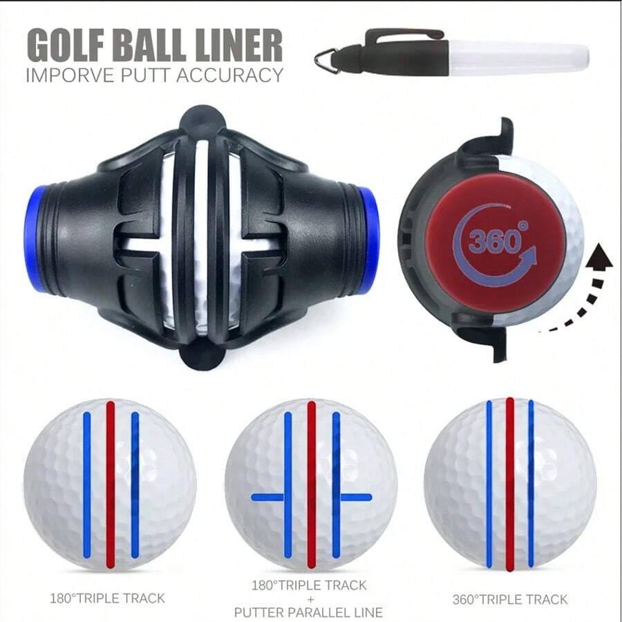 1+4pcs 360 Degree Rotating Golf Ball Liner Marker Template Marker Pen ...