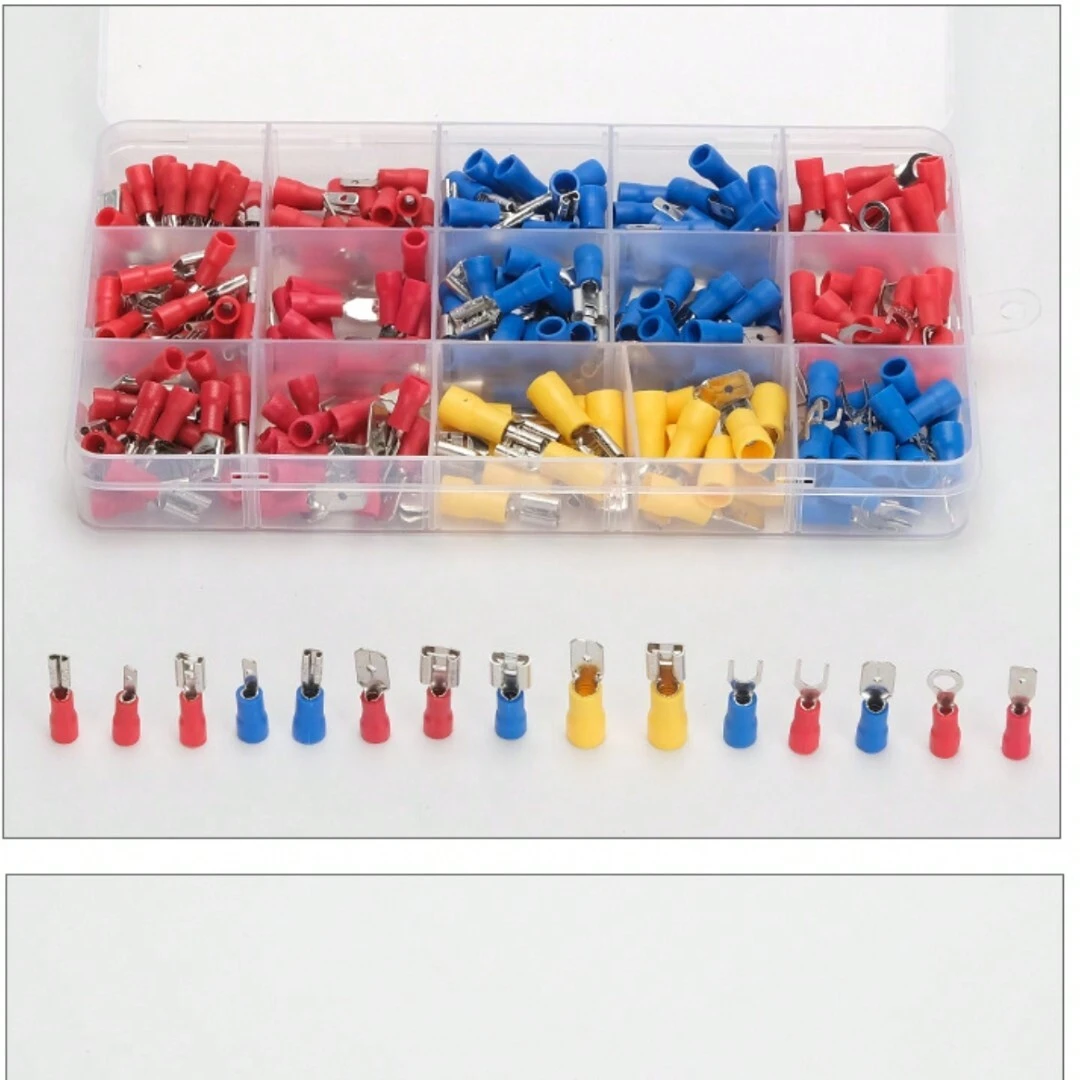 280PCS Insulated Cable Connector Electrical Wire Crimp Spade Butt Ring Fork Set Ring Lugs Rolled ...