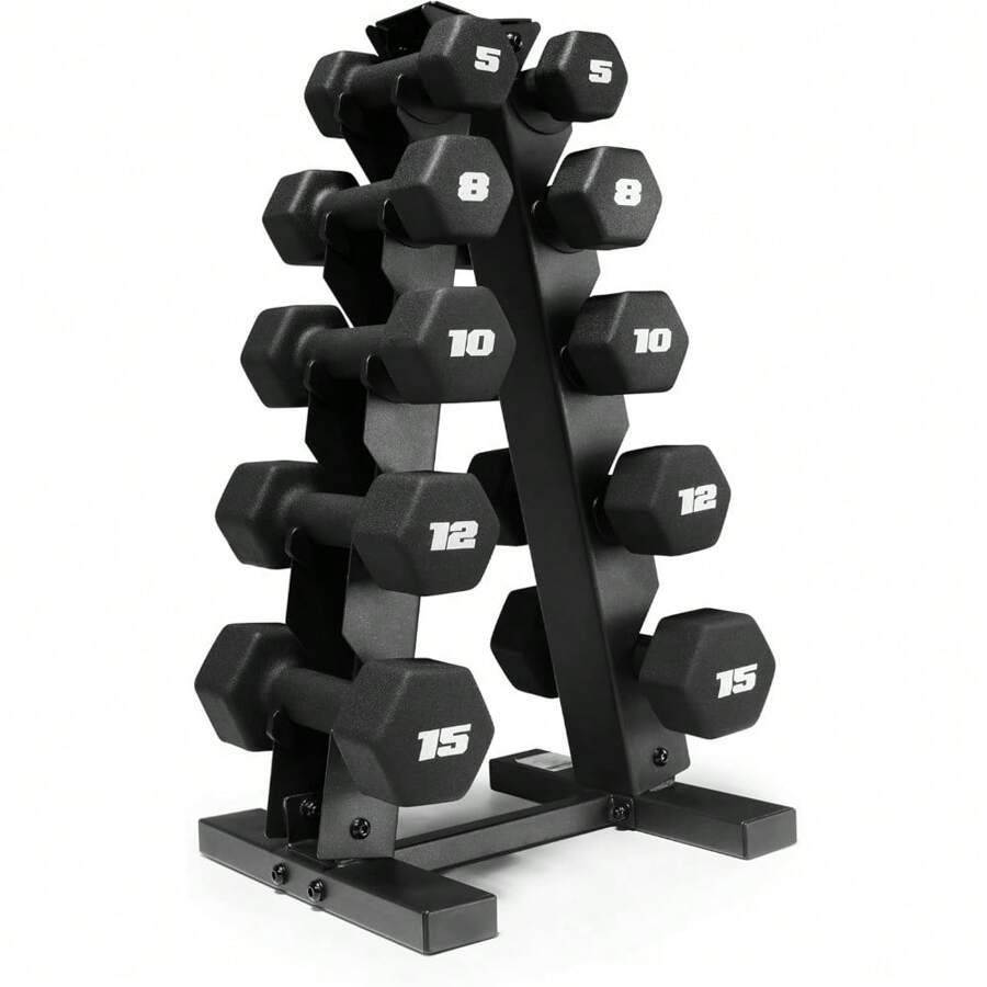 CAP Barbell 100 Lb Neoprene Hex Dumbbell Weight Set With Vertical A ...