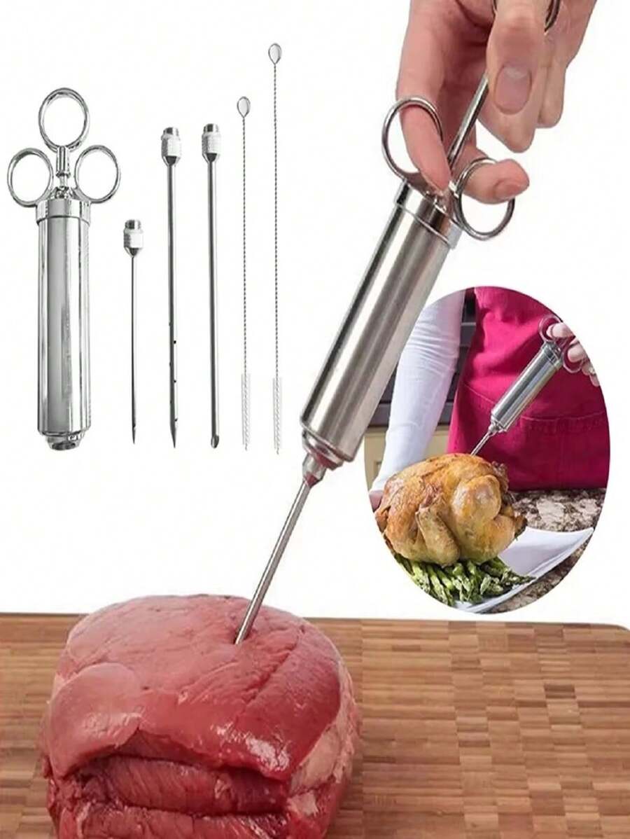 Meat Syringe With 3 Stainless Steel Needles, Kitchen Utensils For Meat ...