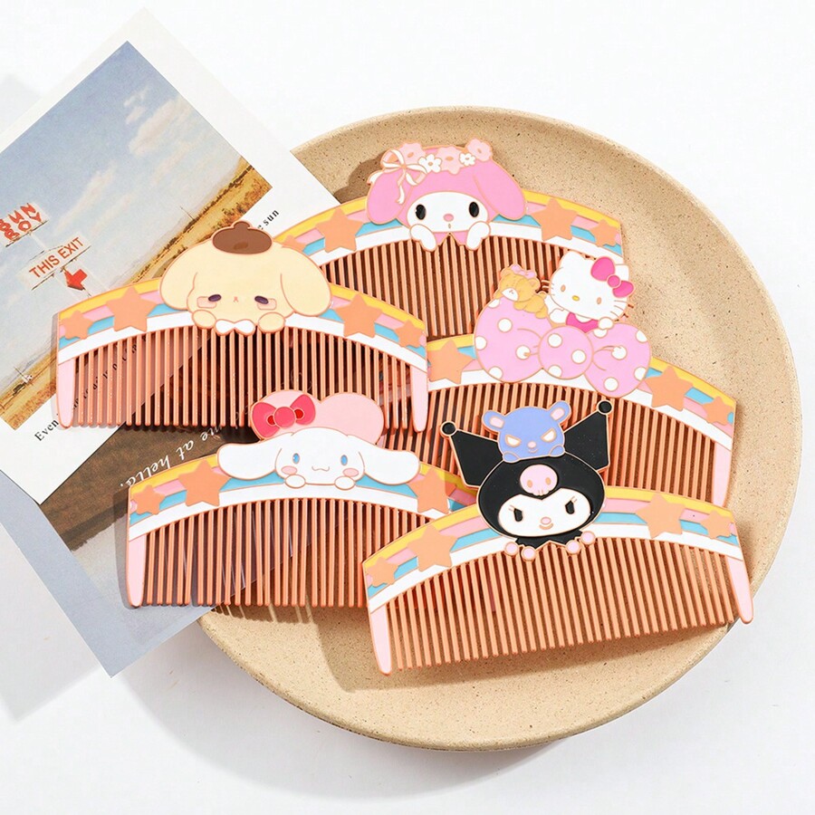 Sanrio 1pc Sanrio Cute Cartoon Character Fine-Tooth Metal Hair Comb ...