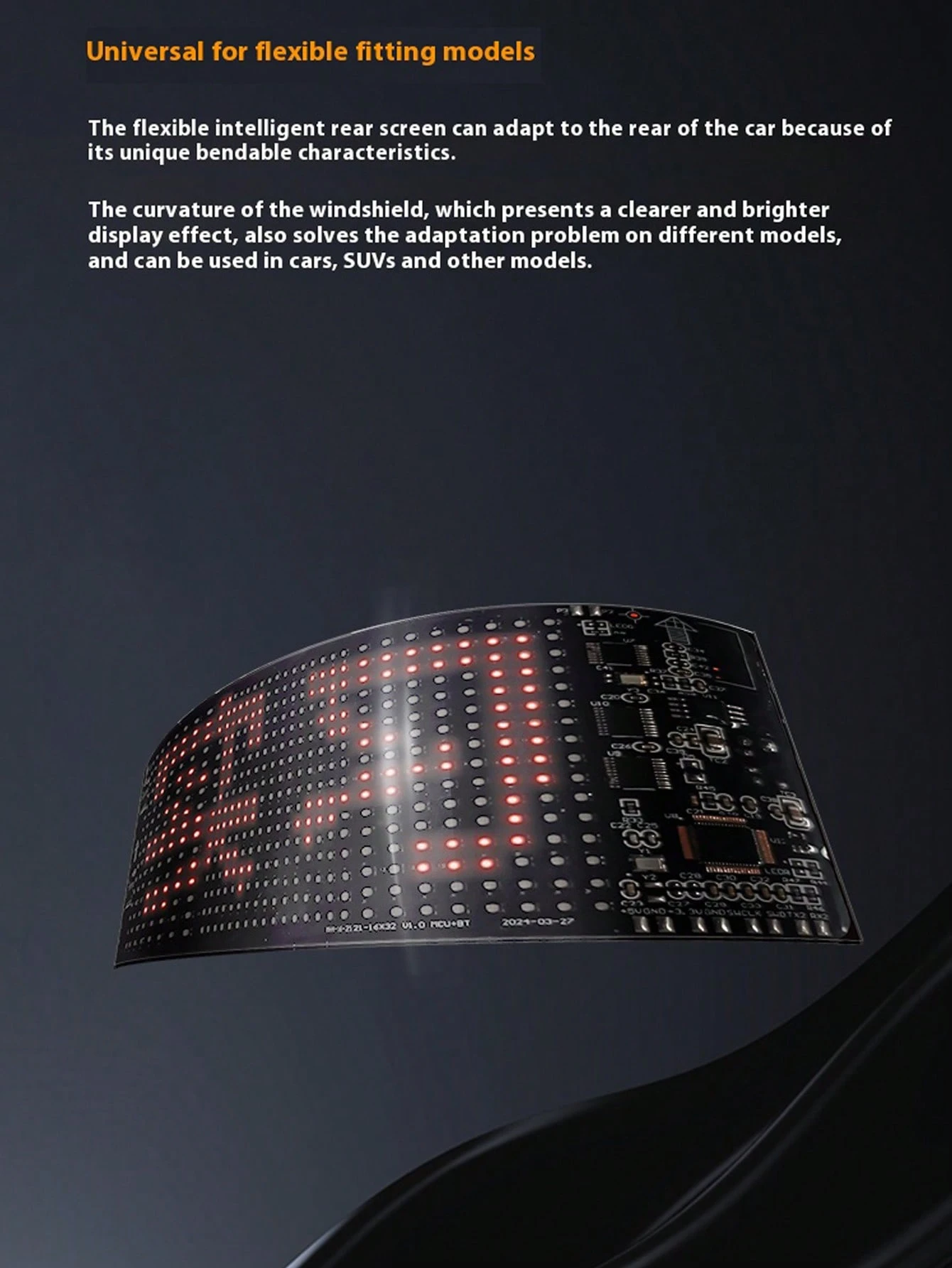 1pc Car LED Flexible Display Screen USB Car Advertising Screen RGB ...