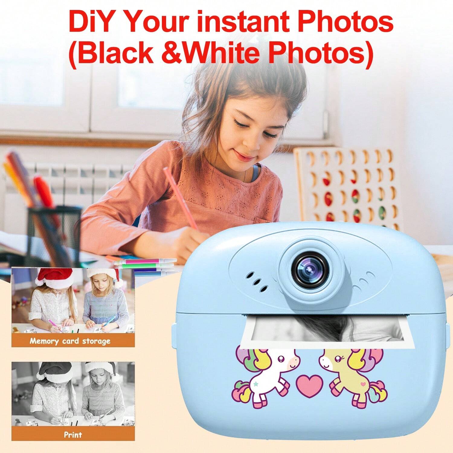 Kids Camera, Instant Printing Camera For Children, Cute Camera Gift ...