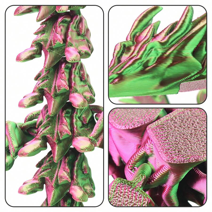 3D Printed Dual-Color Dragon Collectible Figurine, Articulated PLA ...