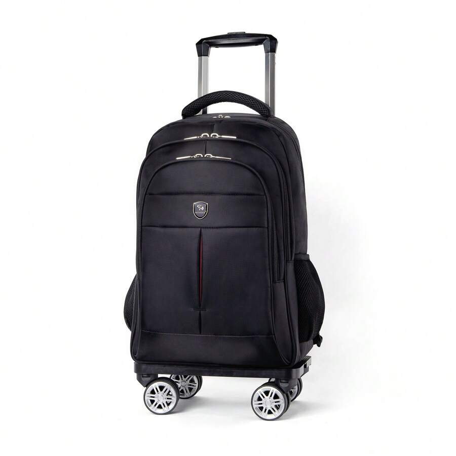 Black 18-Inch Travel Rolling Backpack With USB Charging Port Fetachable ...