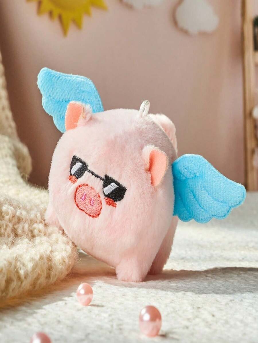 Cute Plush Flying Pig Doll With Retractable String, Wagging Tail And ...