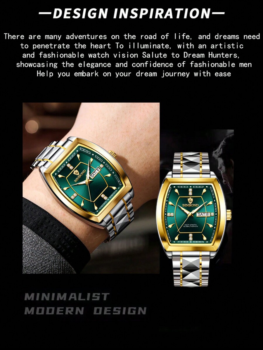 BINBOND Business Blue Men Quartz Watch Waterproof Sports Men Watch Top ...