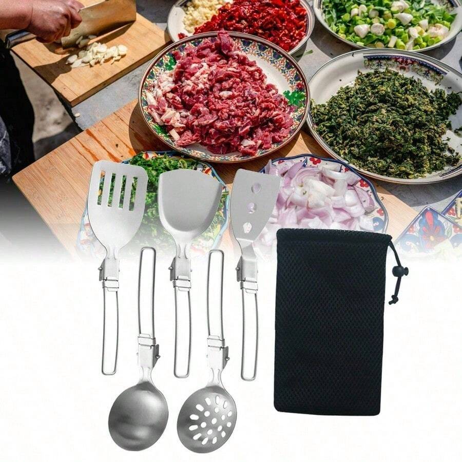 6 Pieces Camp Cooking Utensil Set Camping Kitchen Utensil Set Organizer ...