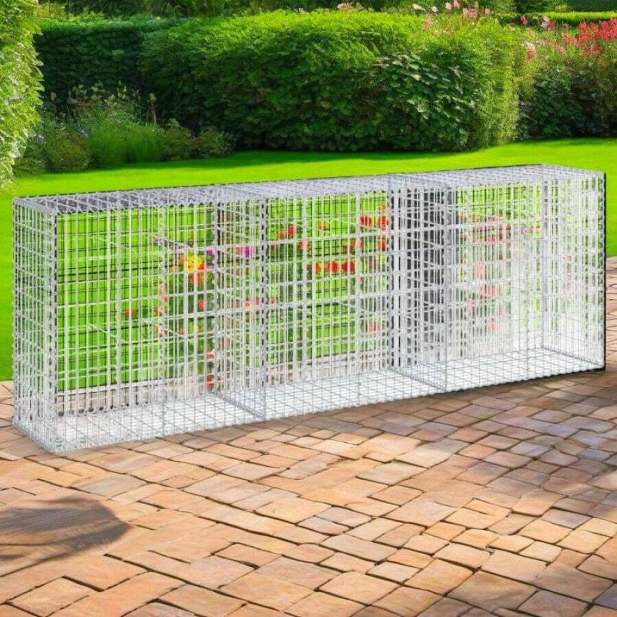 Large Gabion Basket With Cover 118.11x19.69x39.37inch Galvanized Steel ...