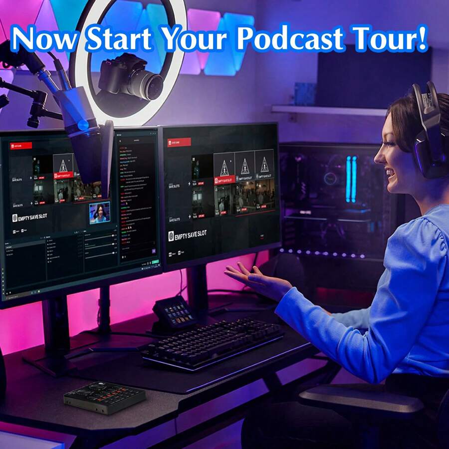 Podcast Equipment Bundle, Soundcard Recording Studio Package With Voice ...