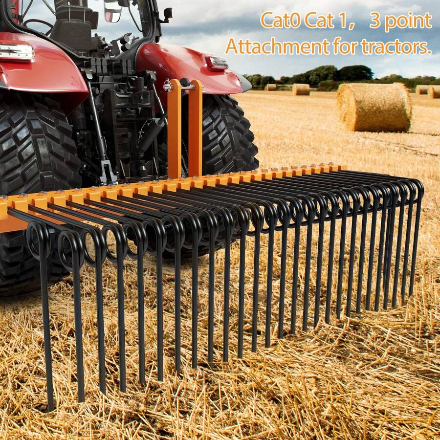 Studyset 3 Point Tractor Rake, Pine Straw Needle Rake, Durable Powder ...
