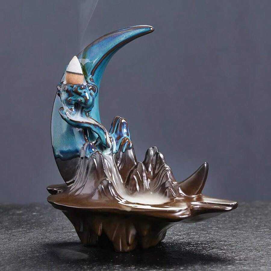 1piece Ceramic Incense Burner With Mountain Waterfall Design And ...