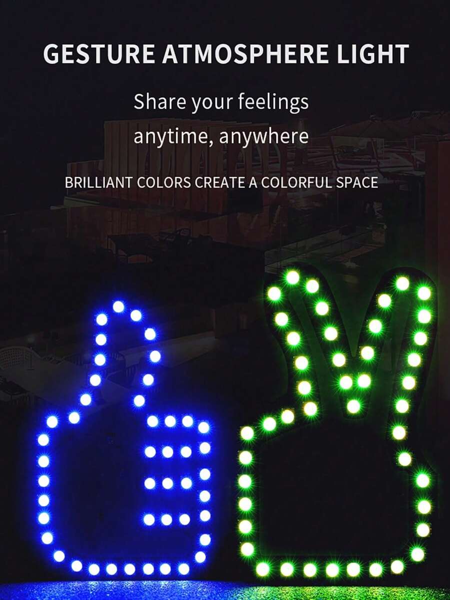 Car Mounted LED Gesture Light, Universal USB Palm Light, Colorful ...