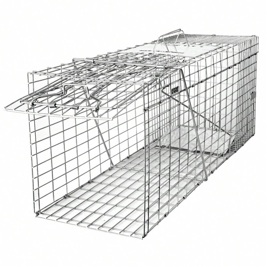 SZHLUX 32" Live Animal Cage Trap, Heavy Duty Folding Raccoon Traps ...