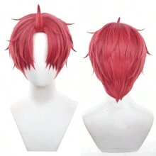30cm Short Red Straight Dandadan Jiji Cosplay Jin Enjoji Wig Synthetic ...