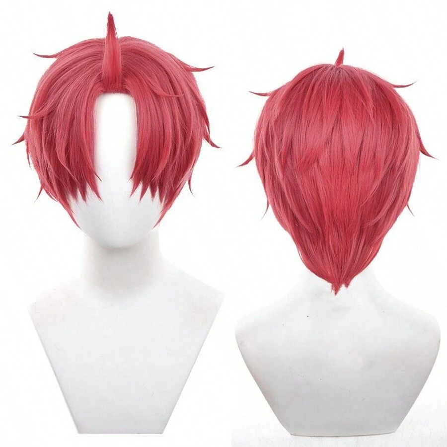 30cm Short Red Straight Dandadan Jiji Cosplay Jin Enjoji Wig Synthetic ...