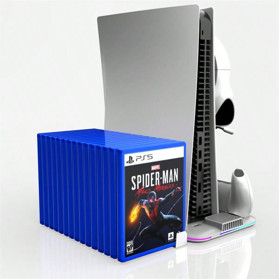 PS5 Console, PS5 Slim, PS5 Pro Multi-Function Cooling Base, Controller Charging Dock, Game Disc ...