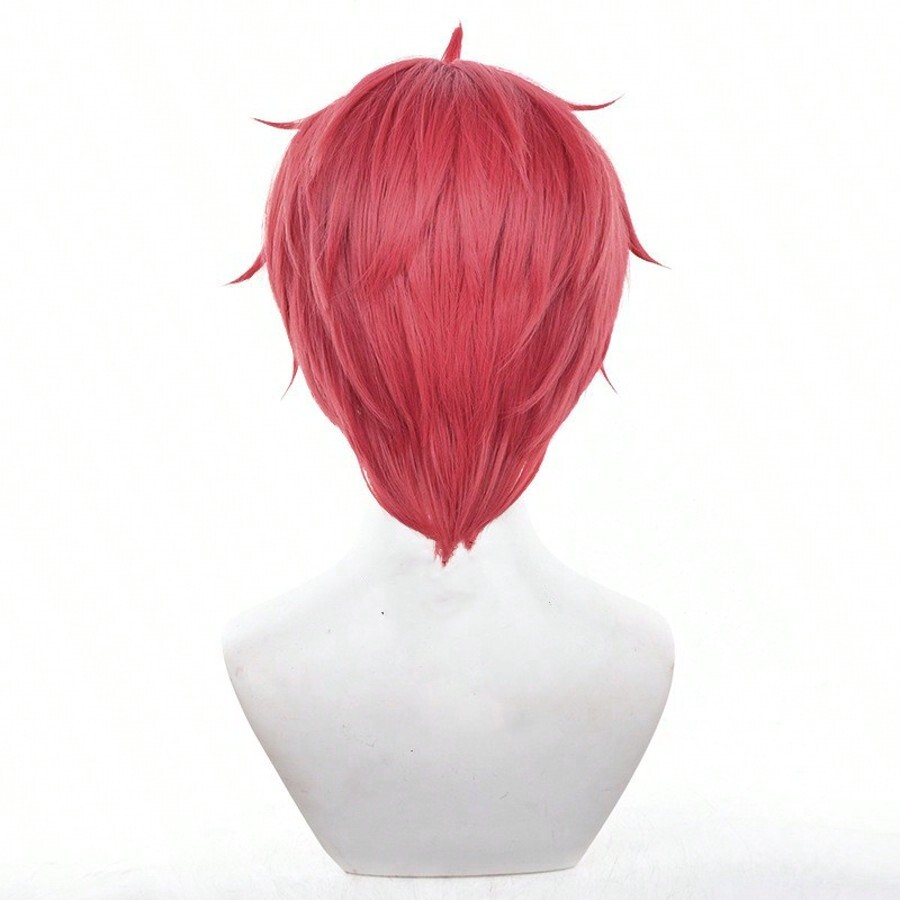 30cm Short Red Straight Dandadan Jiji Cosplay Jin Enjoji Wig Synthetic ...