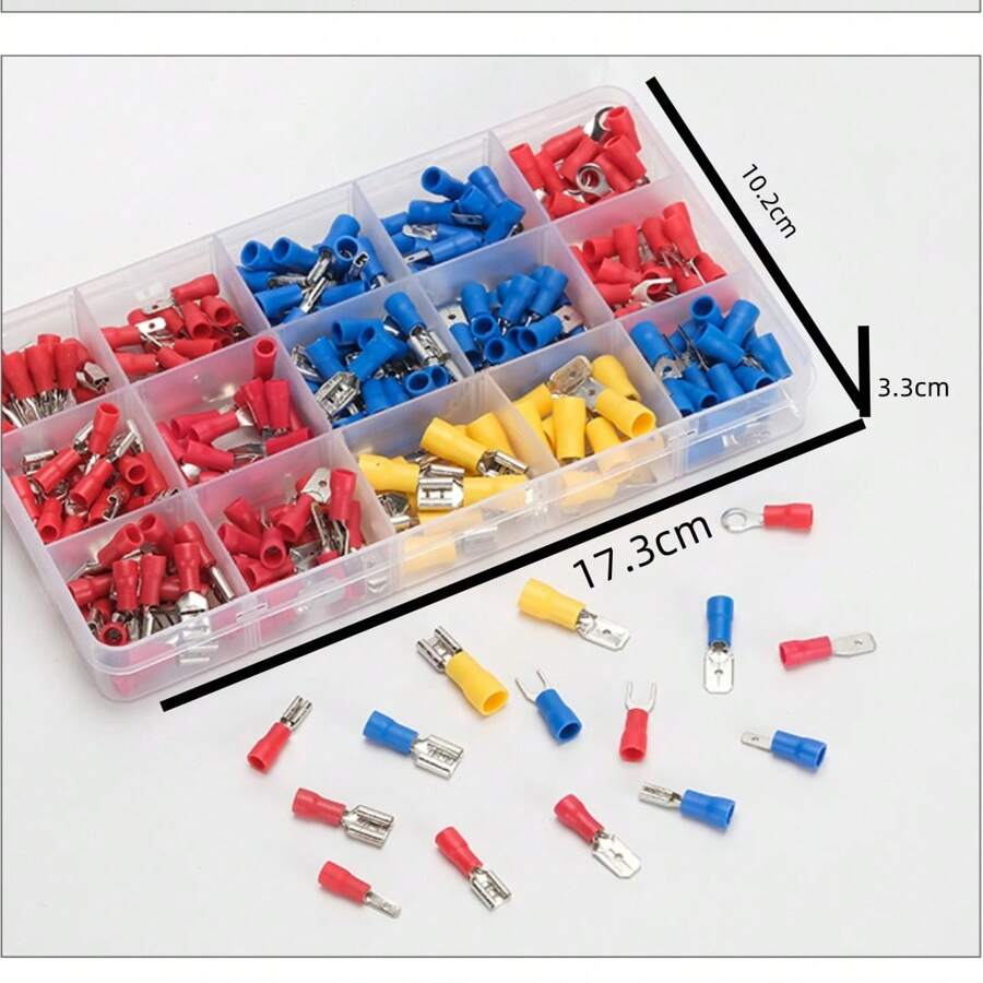 280PCS Insulated Cable Connector Electrical Wire Crimp Spade Butt Ring ...