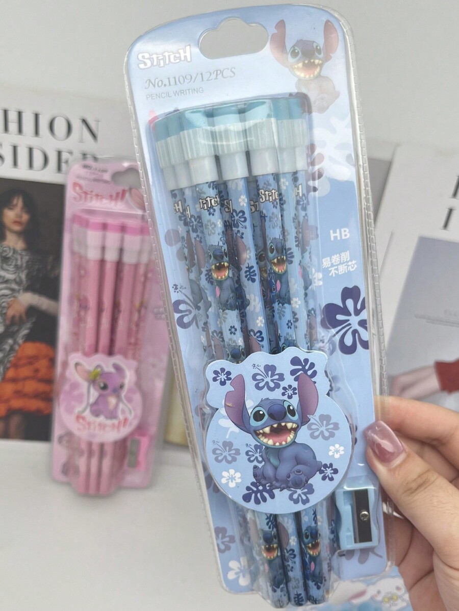 Disney 1/2Set Cartoon Stitch HB Pencil Pencil Sharpener Drawing And ...