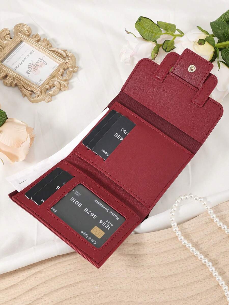 Burgundy Bag Charry Red Bag Wine Red Bag Coin Pocket Double Fold Women ...