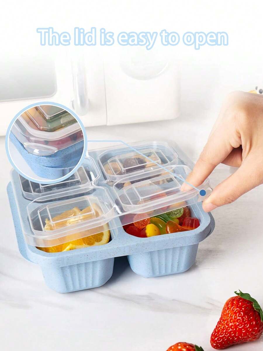 1pc Bento Lunch Box, Compartment Snack Container, Separate Bento Snack ...