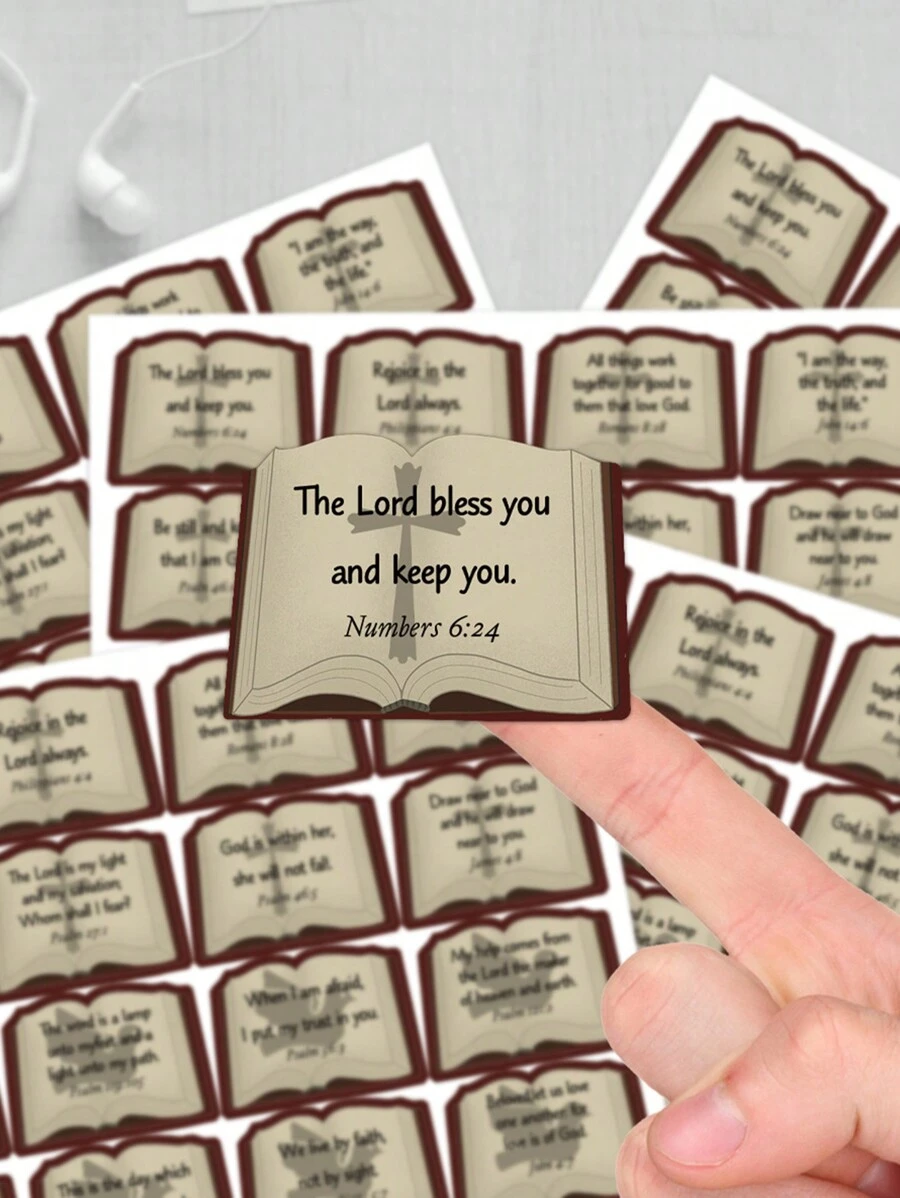 80 Sheets Vintage Bible Book Shape Stickers Guitar Notebook Luggage ...
