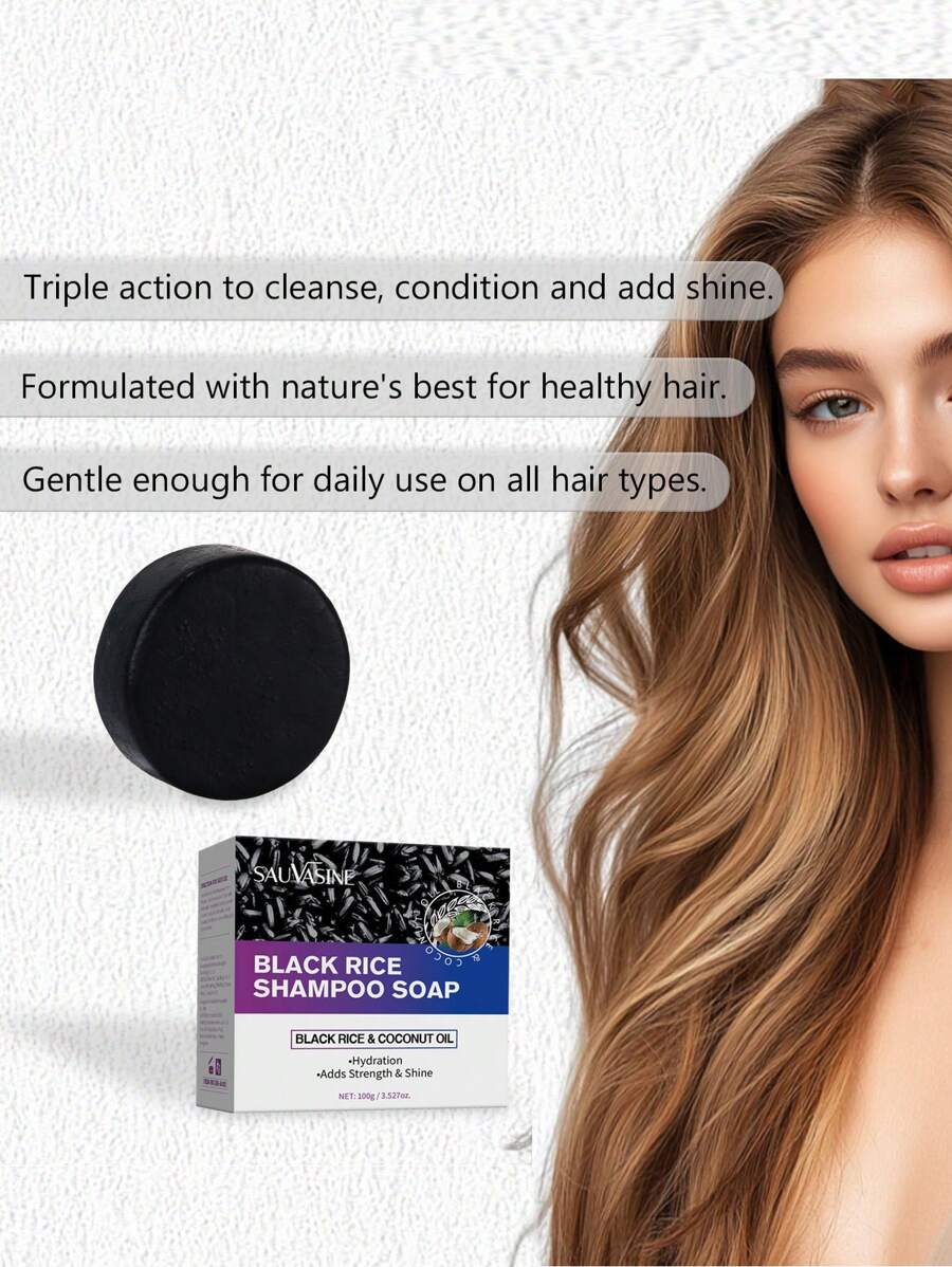 Black Rice Shampoo Soap Hair Soap Scalp Hair Follicle Moisturizing Hair ...