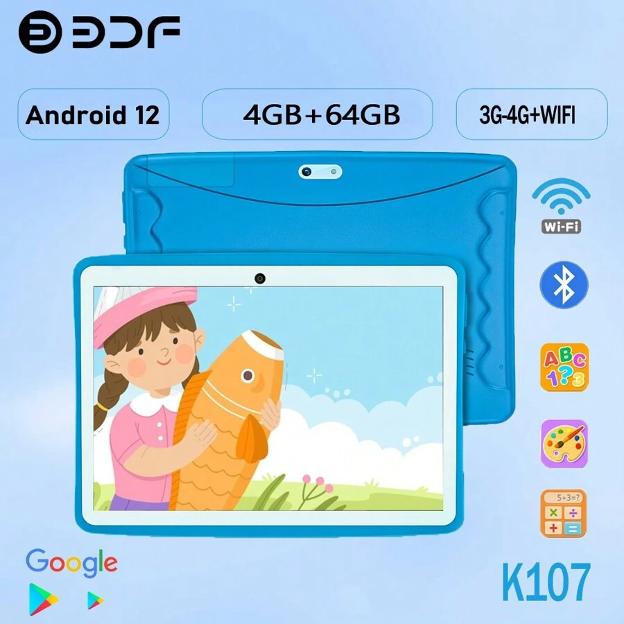 10-calowy tablet edukacyjny dla dzieci K107 4-rdzeniowy 4 GB RAM 64 GB ROM Android 12 5000 mAh 2 ...