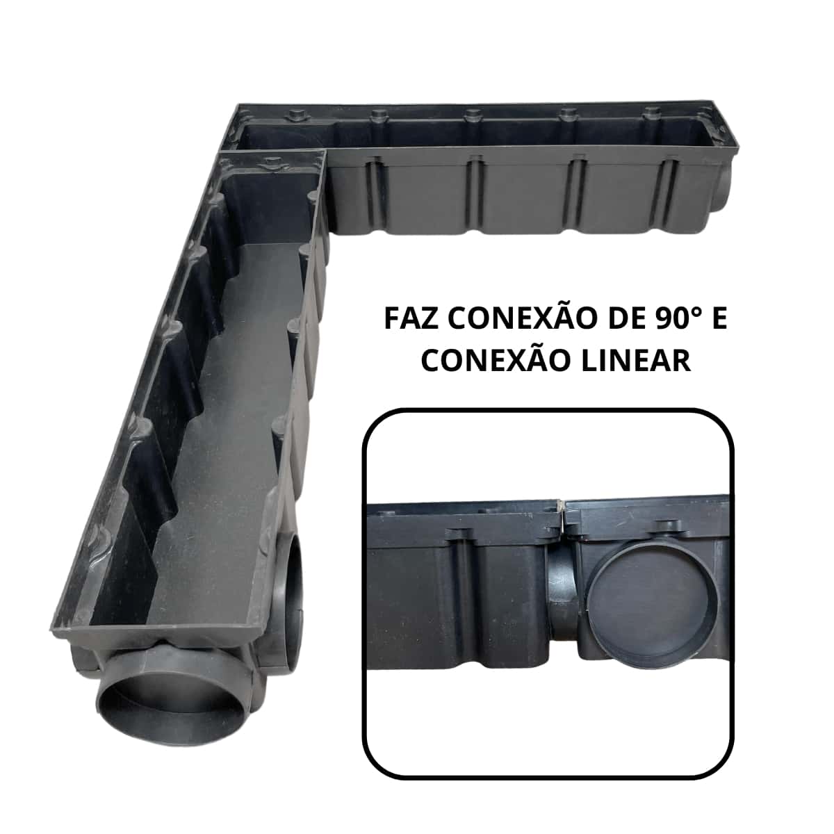 Ralo 10x50 Alumínio Preto Fosco com Cocho Coletor Modular 4 Saídas 75mm ...
