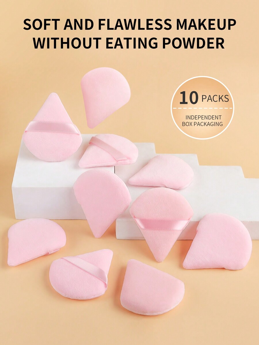 10pcs Double Layer Sponge Powder Puffs, Soft & Skin-Friendly Triangle ...