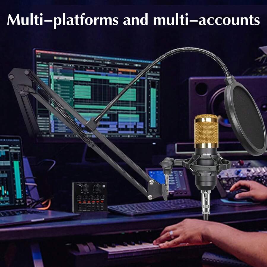 Podcast Equipment Bundle, Soundcard Recording Studio Package With Voice ...