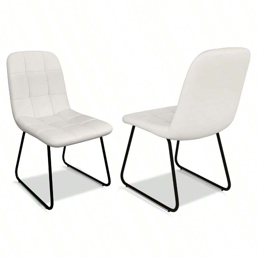Dining Chairs Set Of 2, Modern Kitchen Faux Leather Dining Room Chair ...