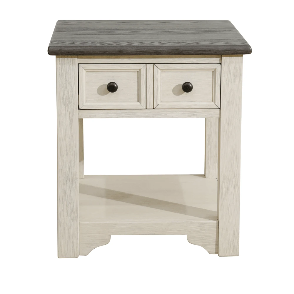 Dark Grey MDF Top And White Oak Drawer Living Room Storage Table ...