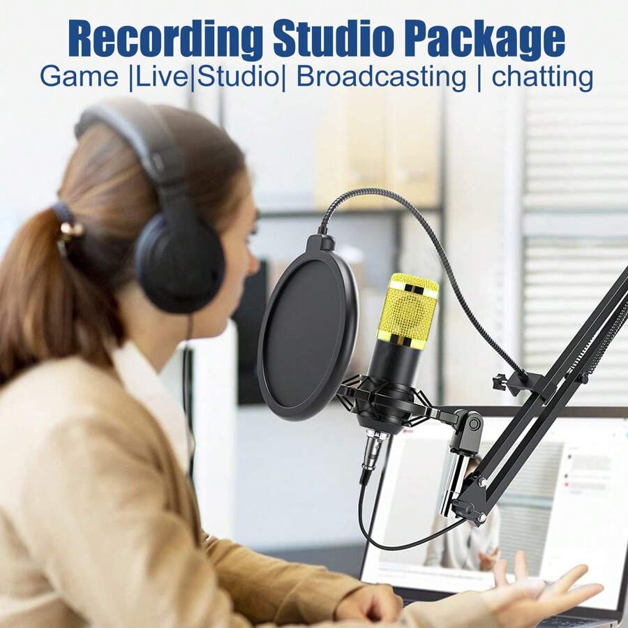 Podcast Equipment Bundle, Soundcard Recording Studio Package With Voice ...