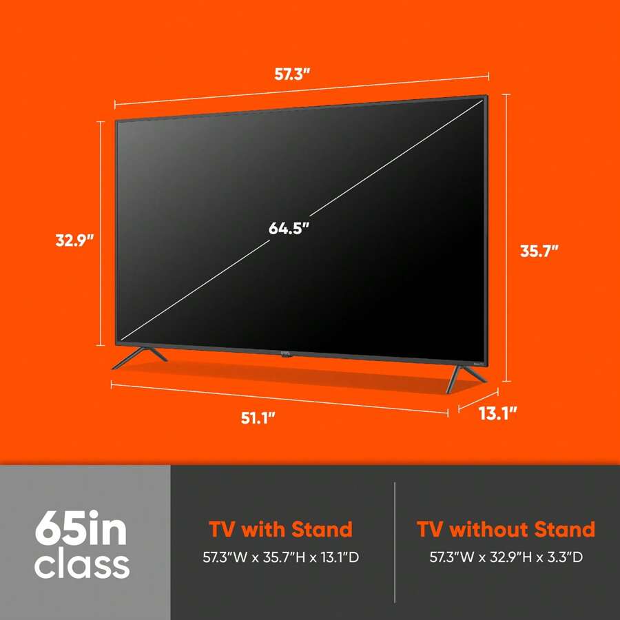 Onn. 65" Class 4K UHD (2160P) LED Roku Smart Television HDR (100012587 ...