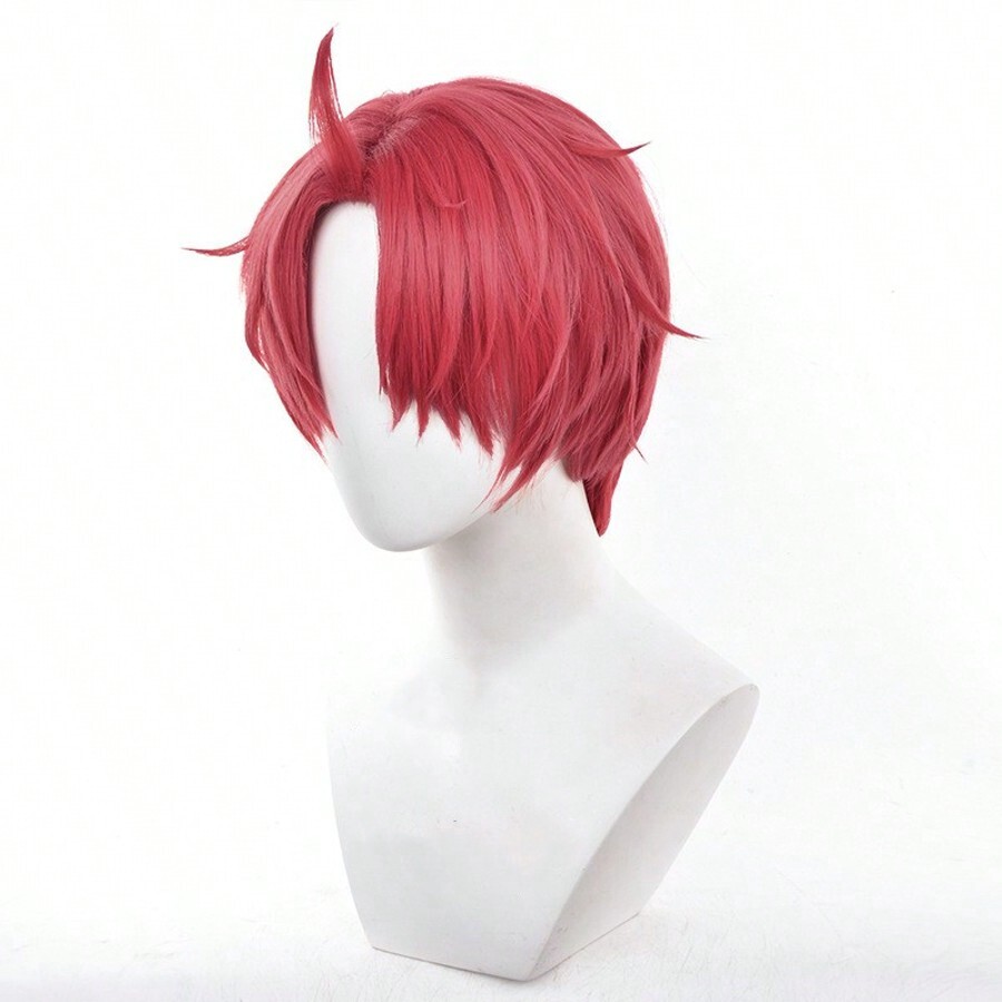 30cm Short Red Straight Dandadan Jiji Cosplay Jin Enjoji Wig Synthetic ...