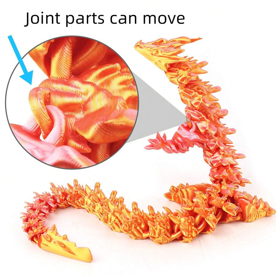 3D Printed Dual-Color Dragon Collectible Figurine, Articulated PLA ...