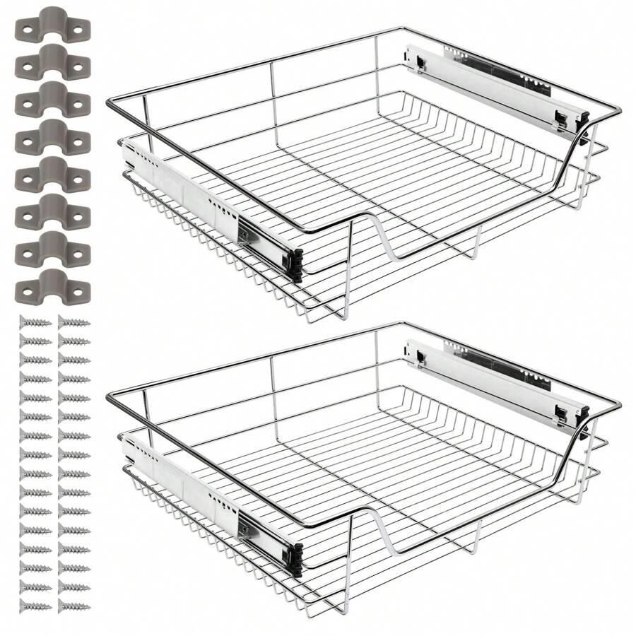 Joparri Telescopic Drawer 2X30/40/50/60cm Kitchen Drawer, Cupboard Pull ...