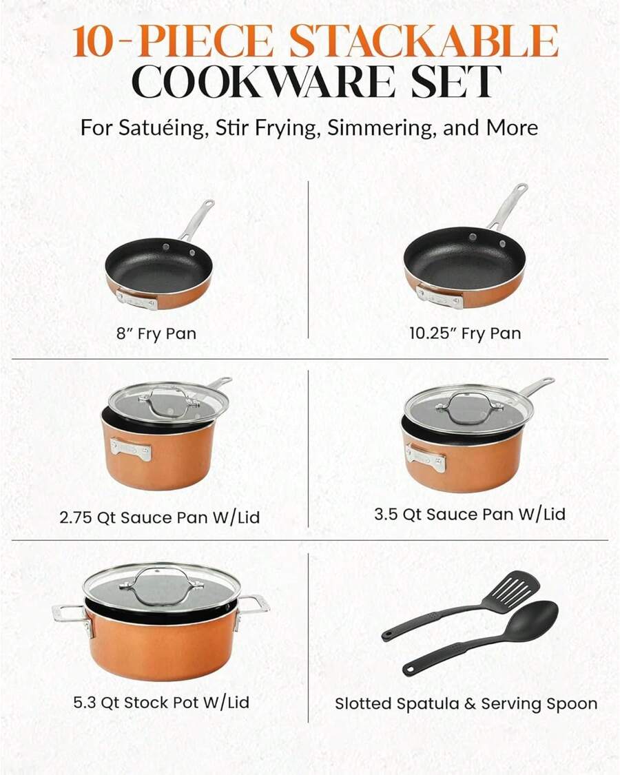 Gotham Steel Nonstick Pots And Pans 10 Piece Set Ceramic Cookware ...