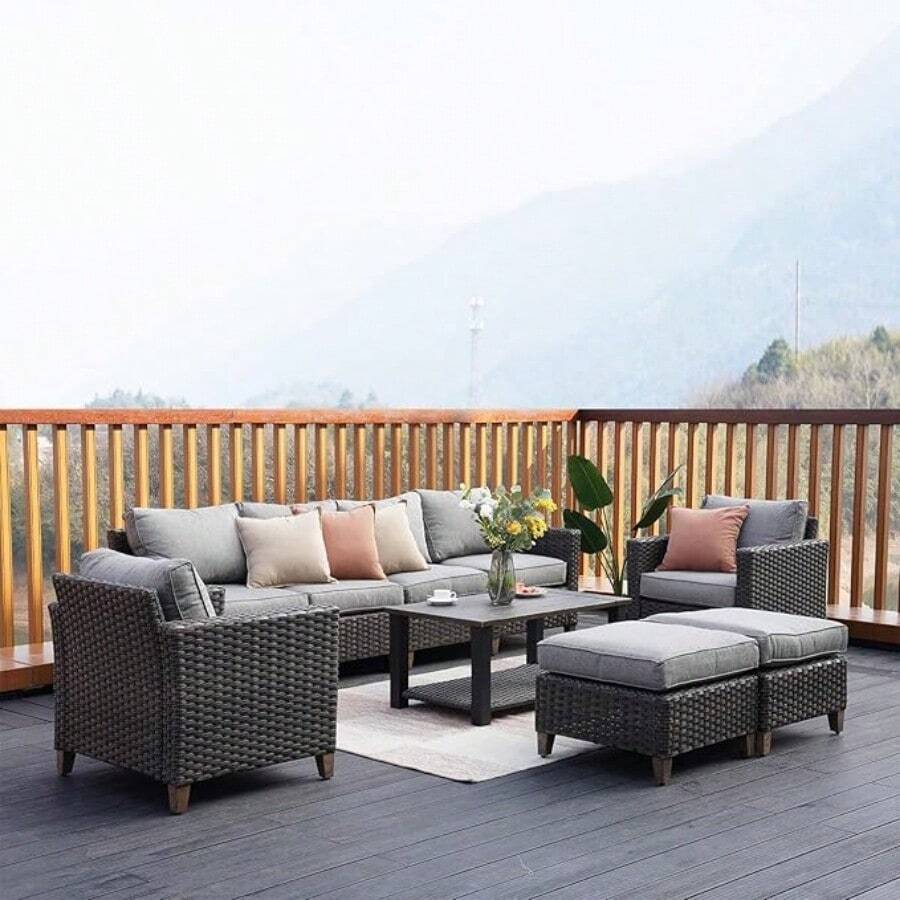 Sofa Sets 9 Pieces Conversation Set With Coffe Table, Wicker Patio ...