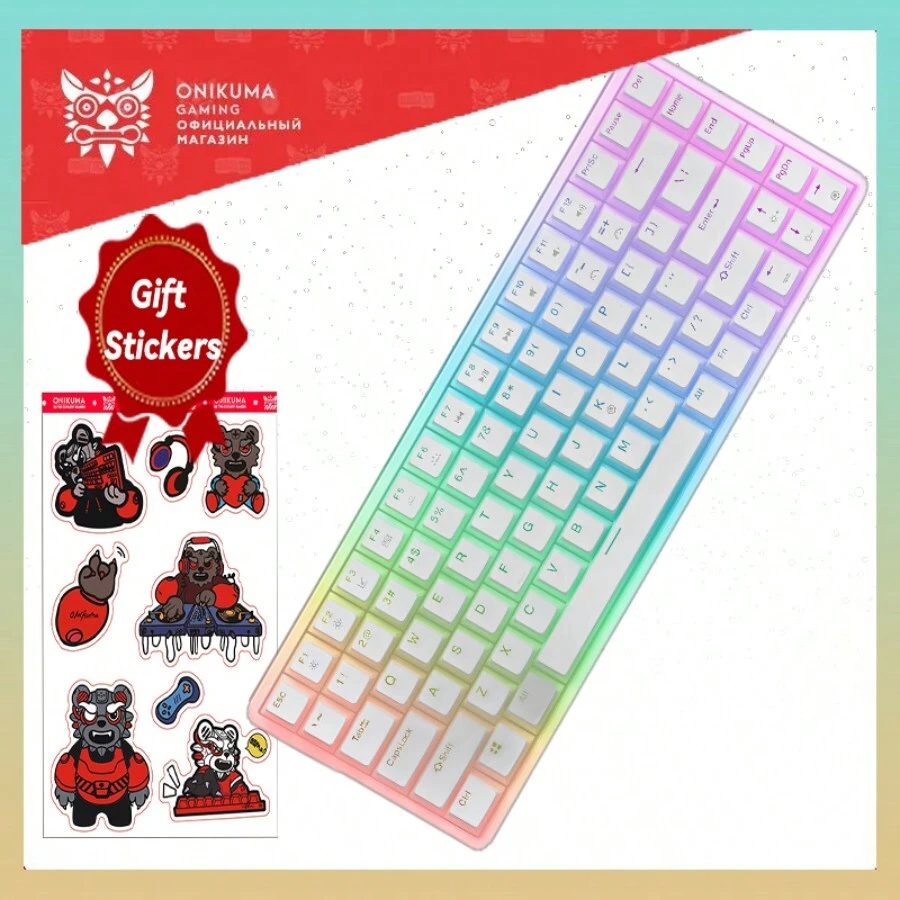 ONIKUMA ONIKUMA G30 White And Brand Stickers Gaming Keyboard RGB Light ...