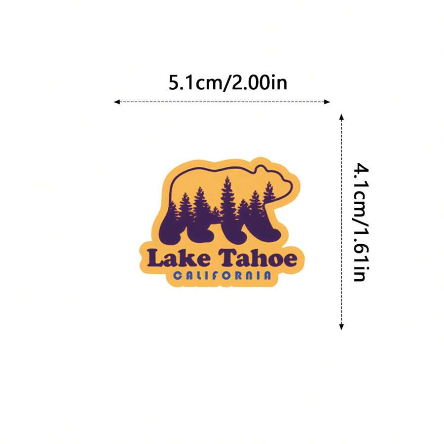 62pcs Cartoon Lake Tahoe Sticker Set, Cute Graffiti Waterproof Vinyl ...