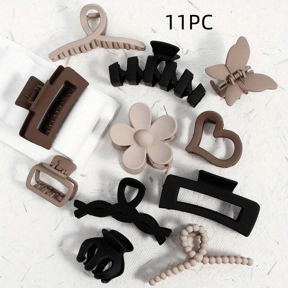 1/4/8/10/11pcs Fashionable Classic Matte Hair Claw Clip - Flower And ...