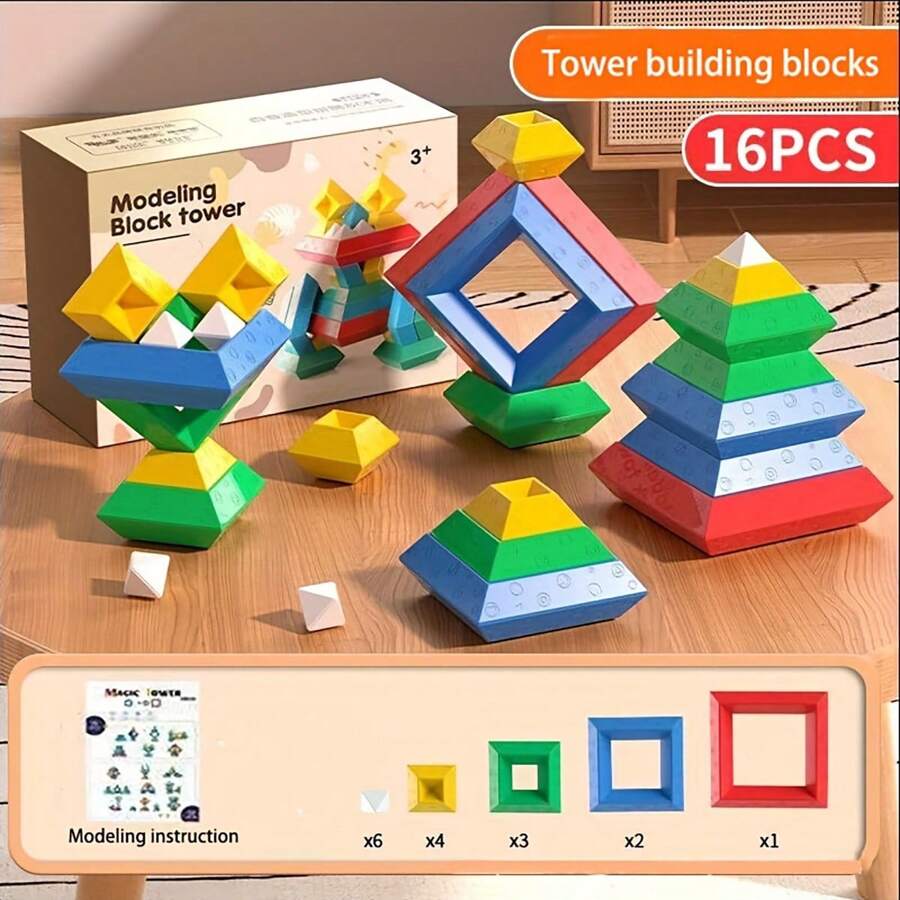 Children's Pyramid Stacking Blocks - Educational Toys, Develop Sensory ...