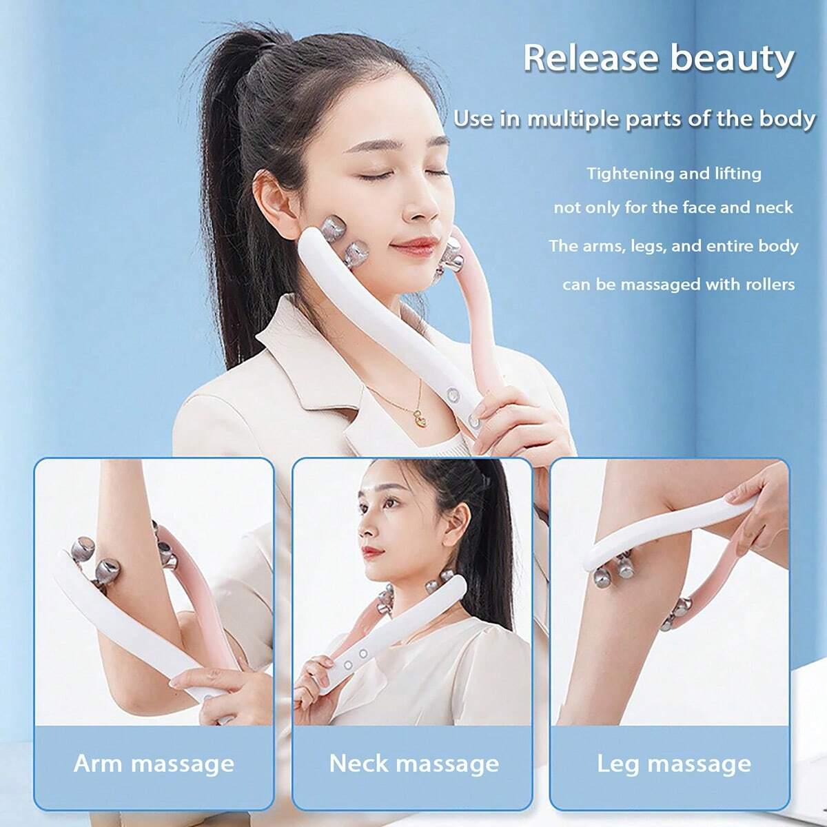 Dispositivo de masaje facial de EMS con rodillo microcorriente para ...