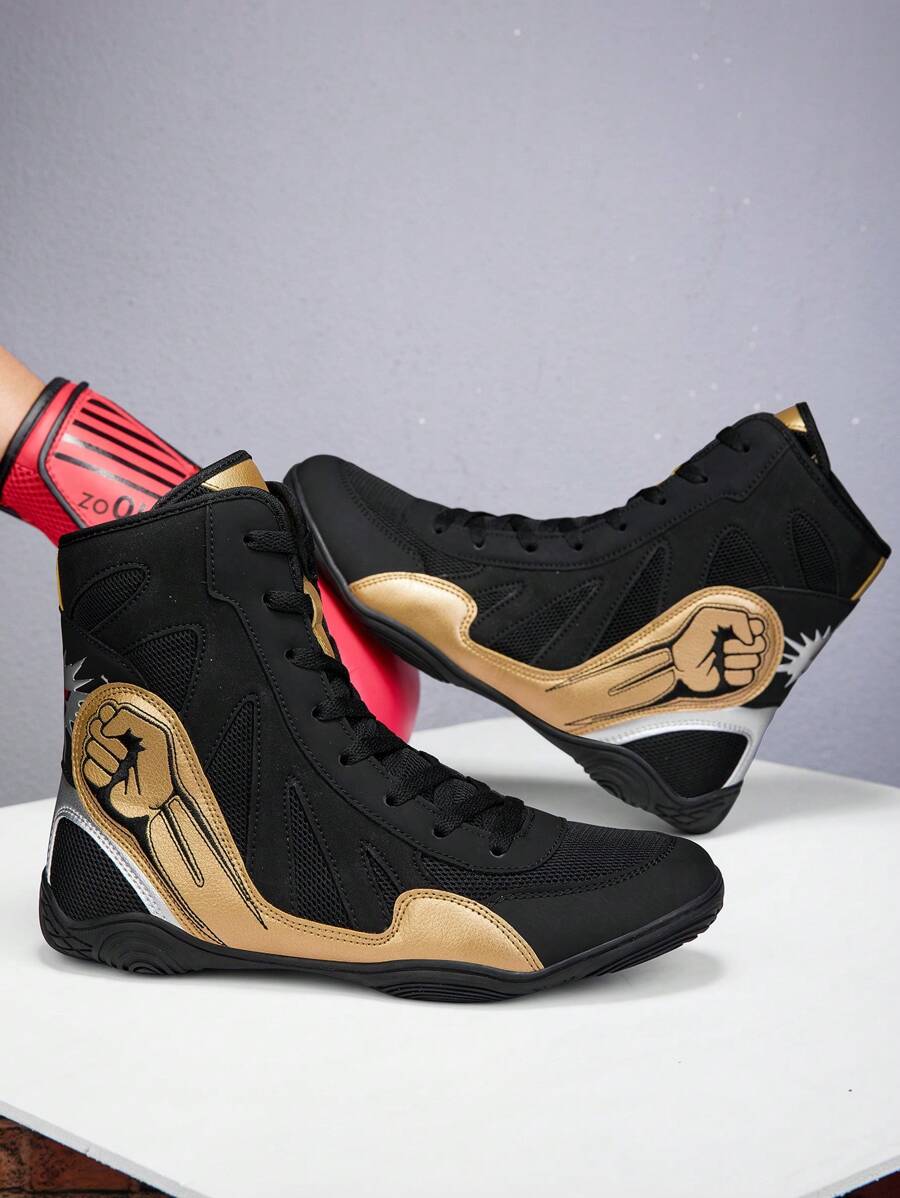 TACHUAN Professional Wrestling Shoes High Top Men Fighting Boxing Boots ...