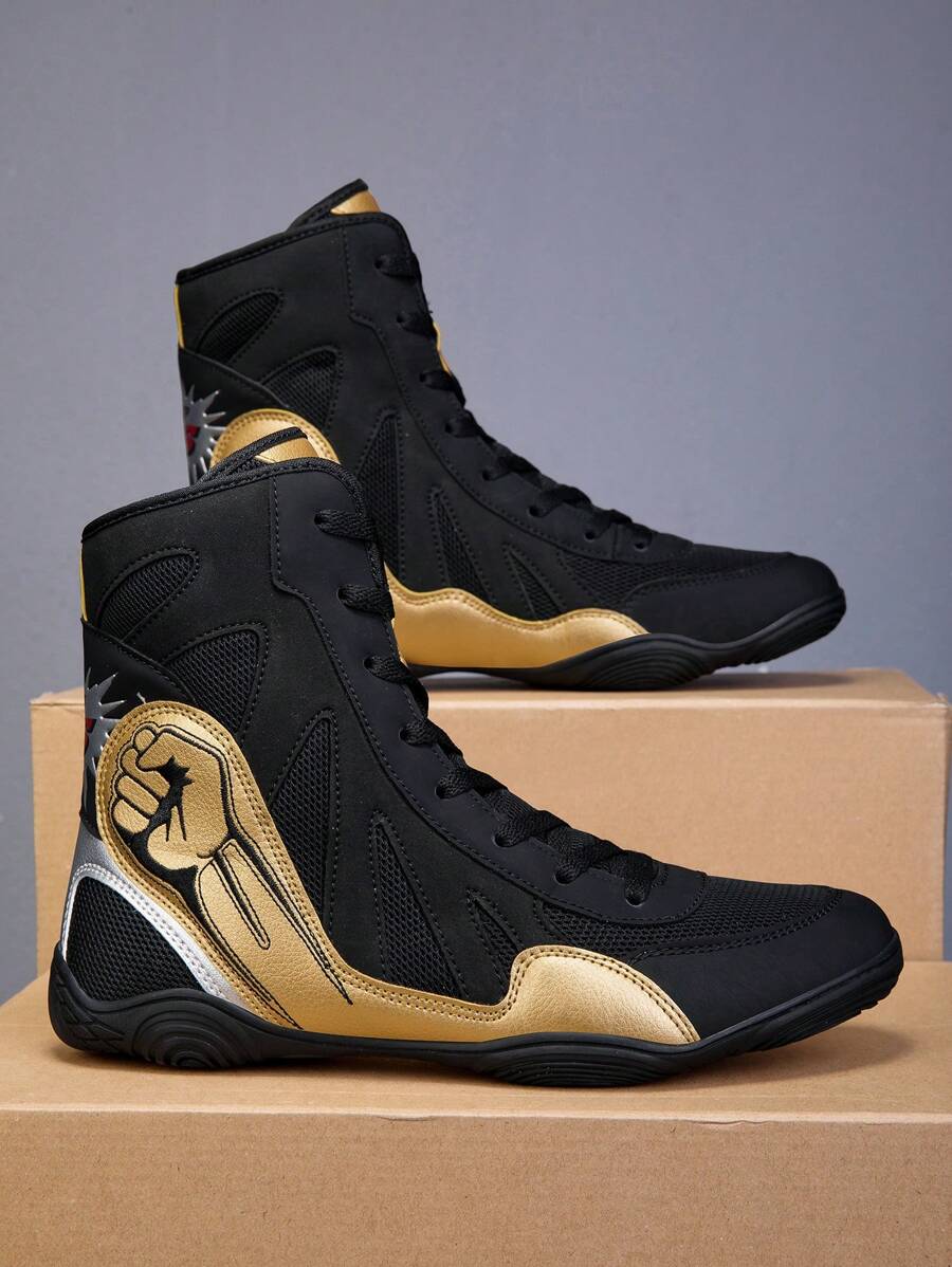 TACHUAN Professional Wrestling Shoes High Top Men Fighting Boxing Boots ...