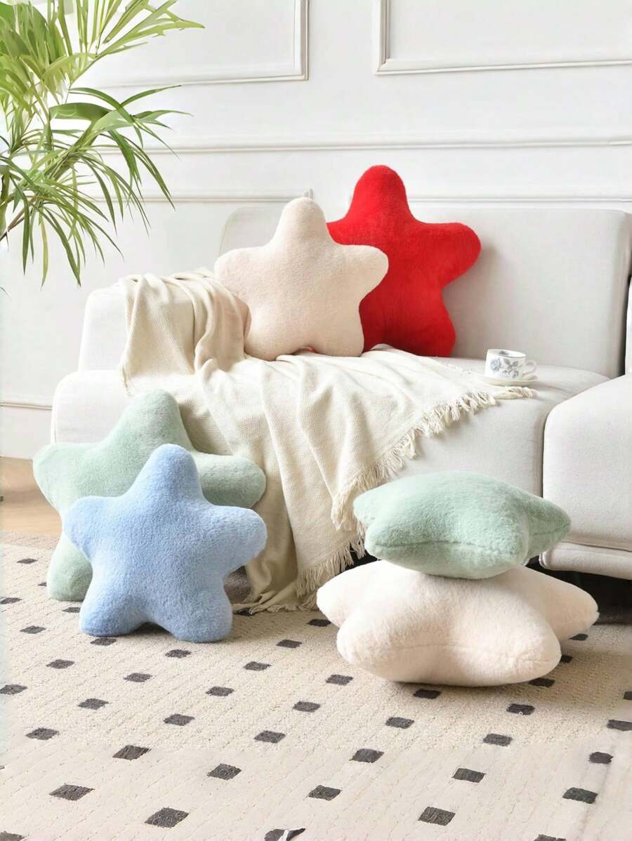 Almofada Decorativa em Formato de Estrela para Cama e Sofá, Almofada de Pelúcia Estrelada de ...